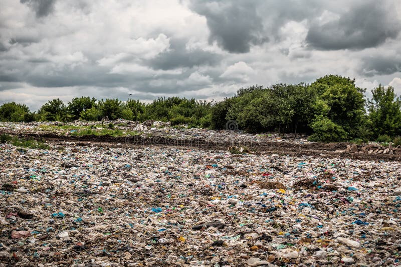 Garbage Dump, Landfill Under Storm Clouds Stock Photo - Image of ...