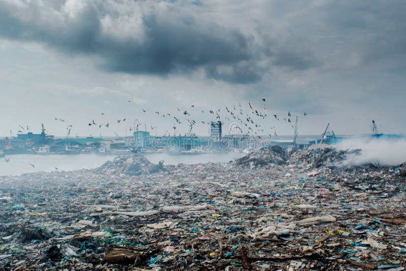 Garbage Dump Landscape Full of Litter, Plastic Bottles and Other Trash ...