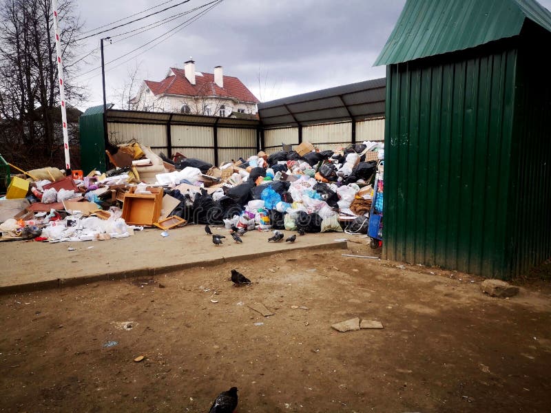 Garbage Dump. Overcrowded Dumpsters. Mixed Waste Stock Image - Image of ...