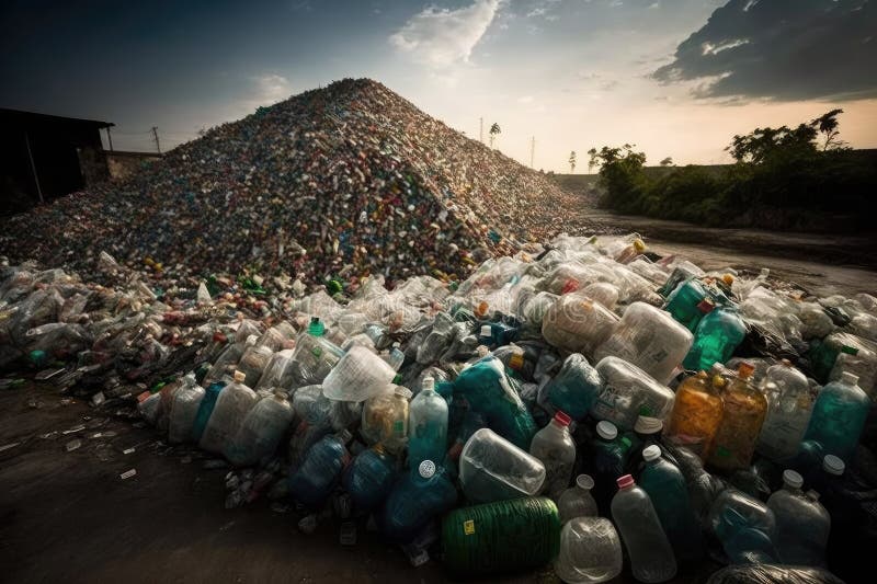 Garbage Dump Overflowing with Plastic Bottles Stock Illustration ...