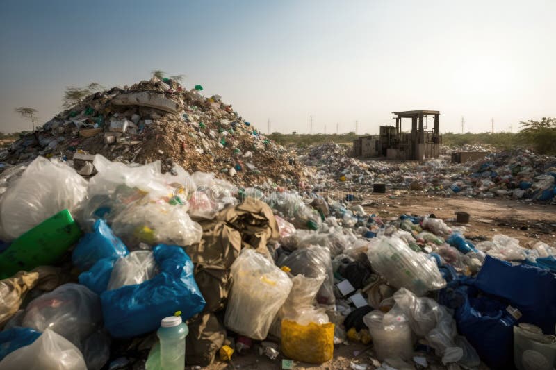 Garbage Dump Overflowing with Plastic Bottles and Other Waste Stock ...