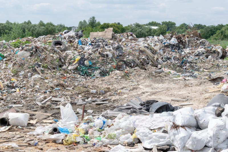 Dump Site Garbage in Nature Stock Image - Image of field, unclean ...