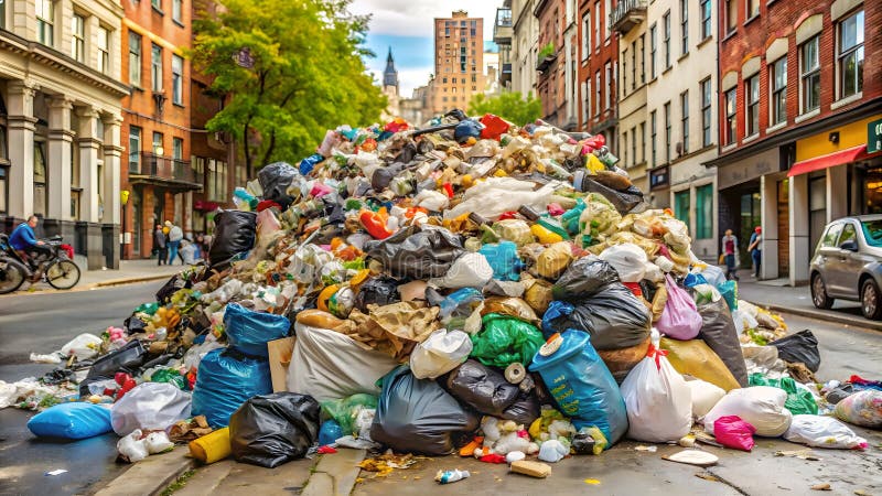 Garbage Dump on the Street. Garbage Sorting Concept Stock Illustration ...