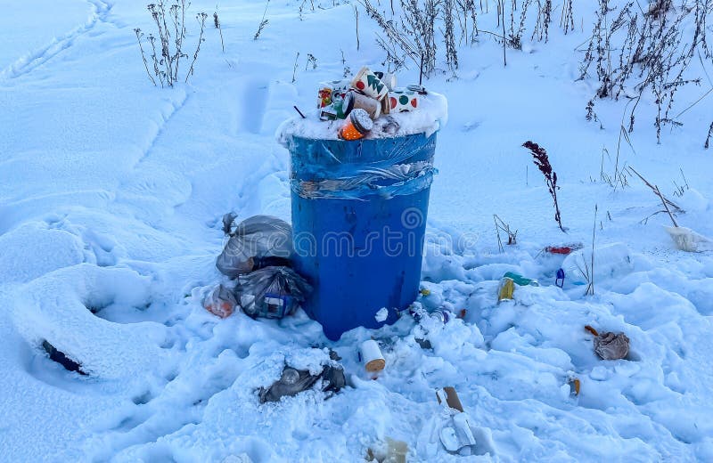 Garbage Dump Under Snow. Dirt and Stench. Mud in the Streets. City ...
