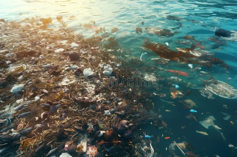 Garbage Dump, Waste on the Surface of the River, Sea, Water. Global ...