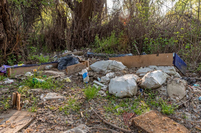 Garbage Dumped in Beautiful Nature Stock Photo - Image of environment ...