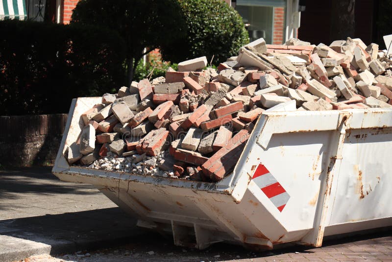 Garbage Dumpster Near a Construction Site Stock Image - Image of junk ...