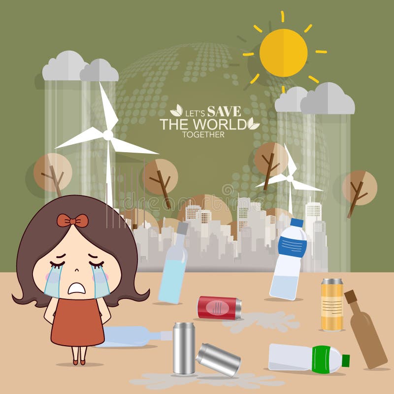 Garbage, Environmental Pollution Concept. Vector Illustration Stock ...