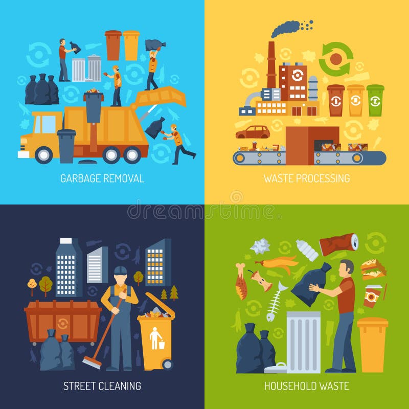 Garbage Flat Concept stock vector. Illustration of abstract - 210104451