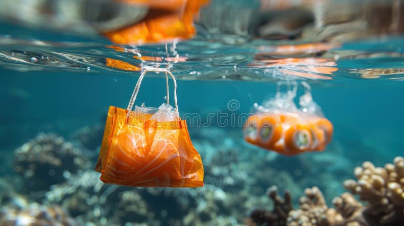 Garbage Floating Underwater. Plastic Floating in the Ocean Stock Photo ...