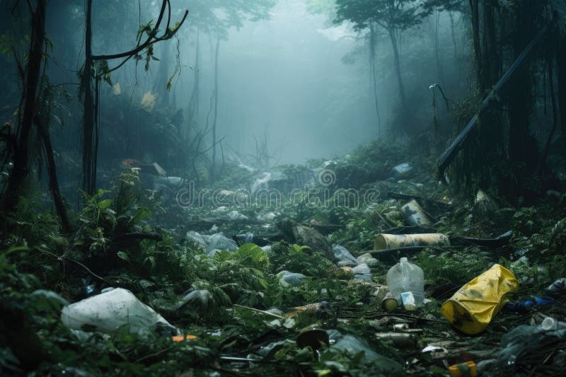 Garbage in the Forest, Pollution of the Environment, Nature Concept ...