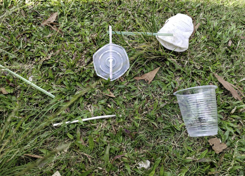 Garbage on the Ground. Plastic Cup Trash Stock Photo - Image of garbage ...