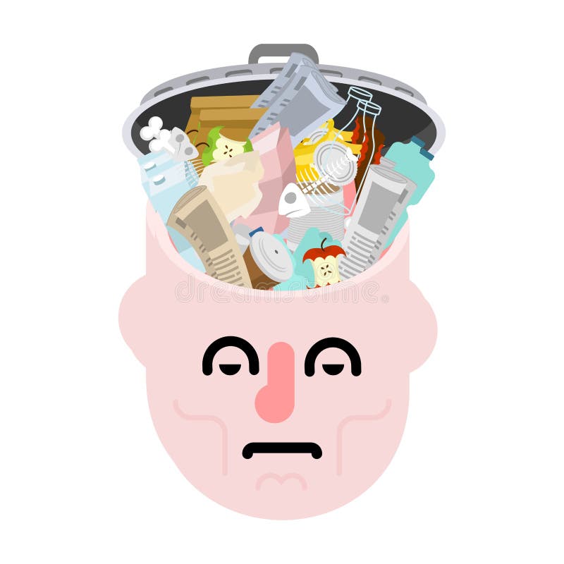 Garbage in Head. Rubbish in Brain Stock Vector - Illustration of ...