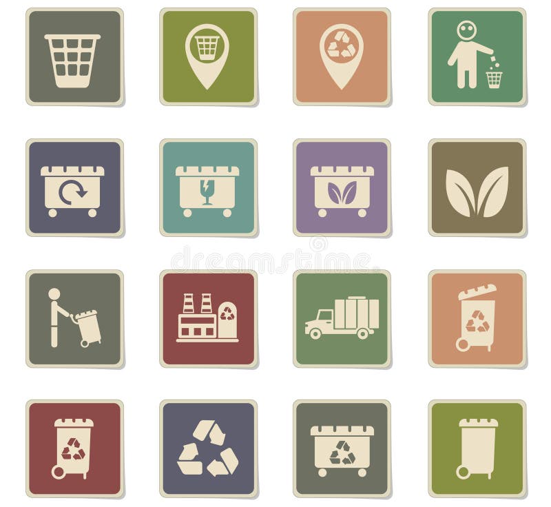 Garbage icon set stock vector. Illustration of garbage - 121914065