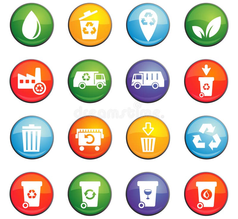 Garbage icon set stock illustration. Illustration of trash - 89193714