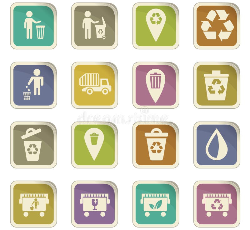 Garbage icon set stock illustration. Illustration of tank - 89221240