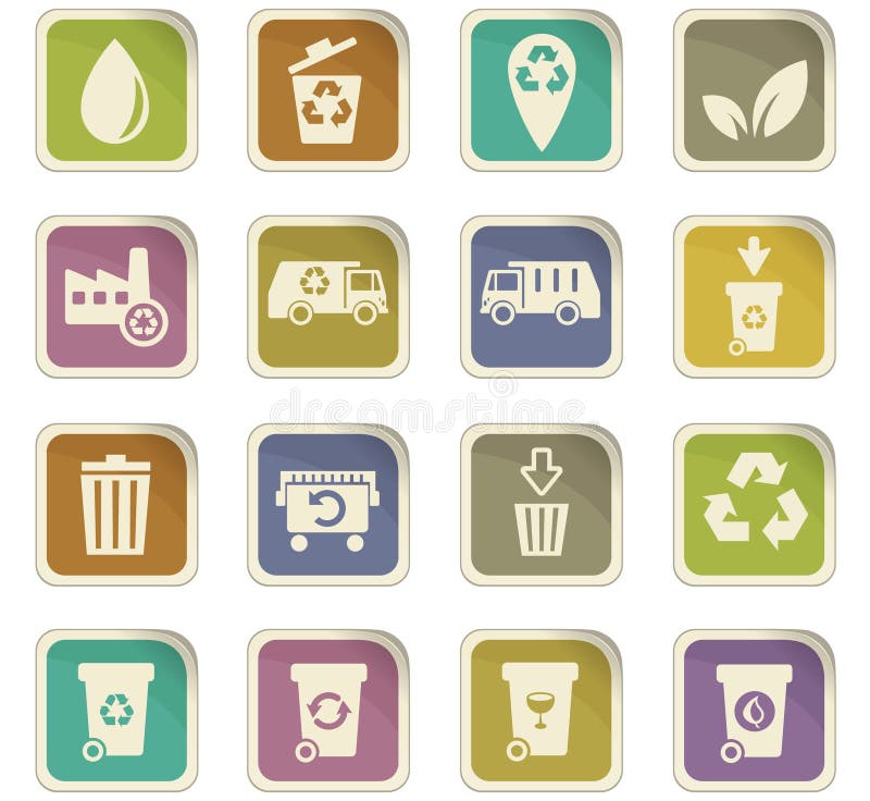 Garbage icon set stock illustration. Illustration of drop - 89221272