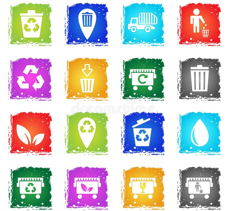 Garbage icon set stock vector. Illustration of ground - 88106060