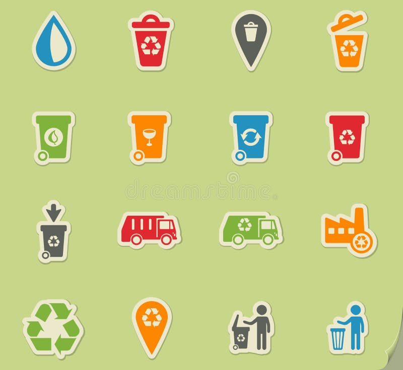 Garbage icon set stock illustration. Illustration of throwing - 88830051