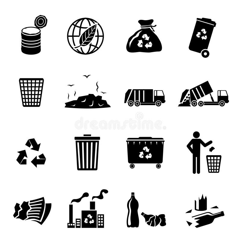 Garbage Icons Black Stock Vector Illustration Of Bottle 45874067