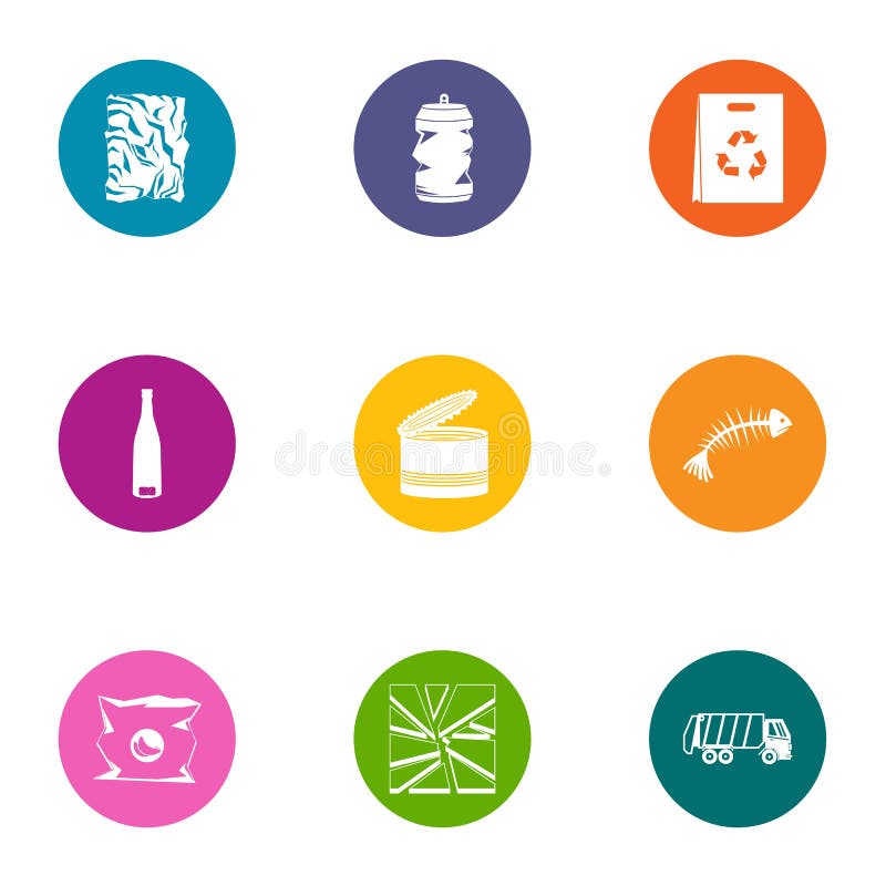 Garbage Bin Icons Set Hexagon Stock Vector - Illustration of cover ...
