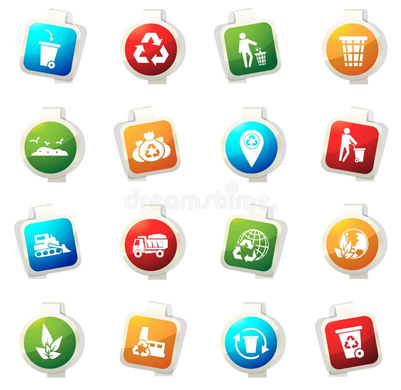 Garbage Icons set stock vector. Illustration of conservation - 66080185