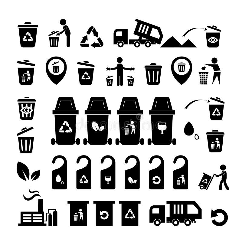 Garbage Icons set stock vector. Illustration of conservation - 66080185
