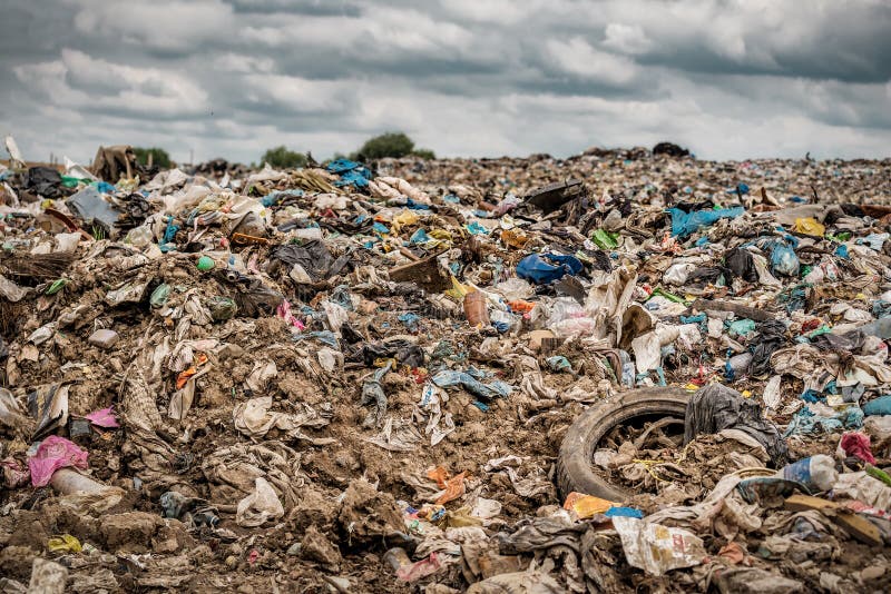 Garbage Landfill Dump Under Cloudy Sky Stock Photo - Image of waste ...