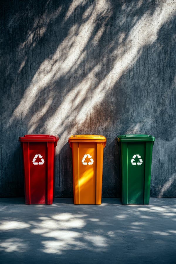 Garbage Lay Strewn Around the Vibrant, Sun-drenched Recycling Bins ...