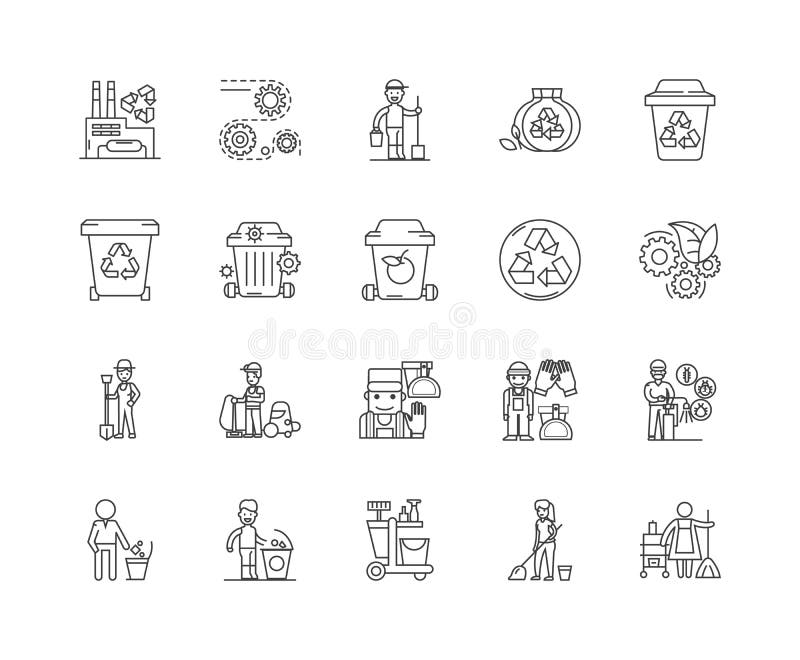 Garbage Bag Line and Glyph Icon, Waste and Ecology, Garbage Recycle ...