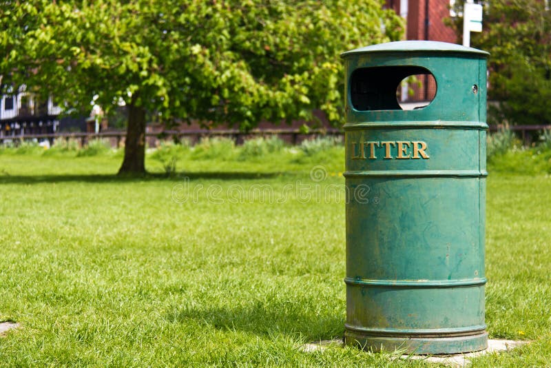 Garbage Litter Bin at the Park Stock Image - Image of park, public ...