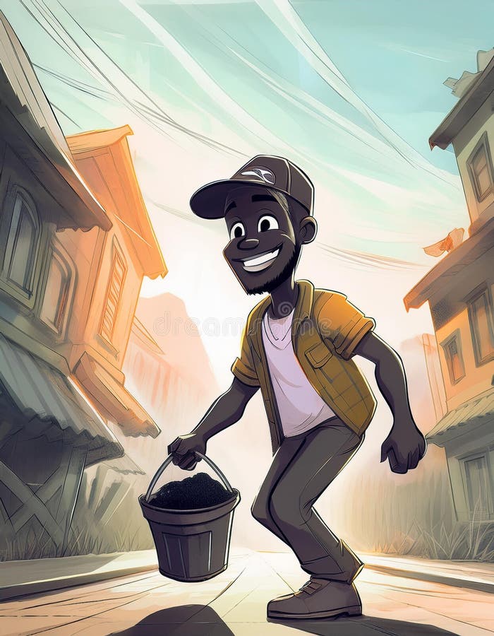 Garbage Man Working Cartoon Stock Illustration - Illustration of street ...