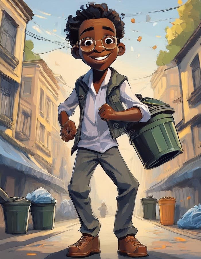 Garbage Man Working Cartoon Stock Illustration - Illustration of card ...