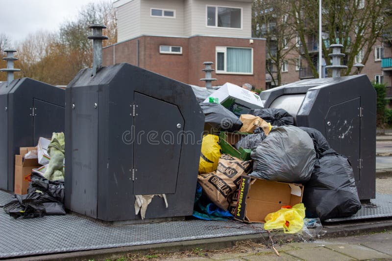 Garbage Men Striking Making the Underground Garbage Cans Overflow ...