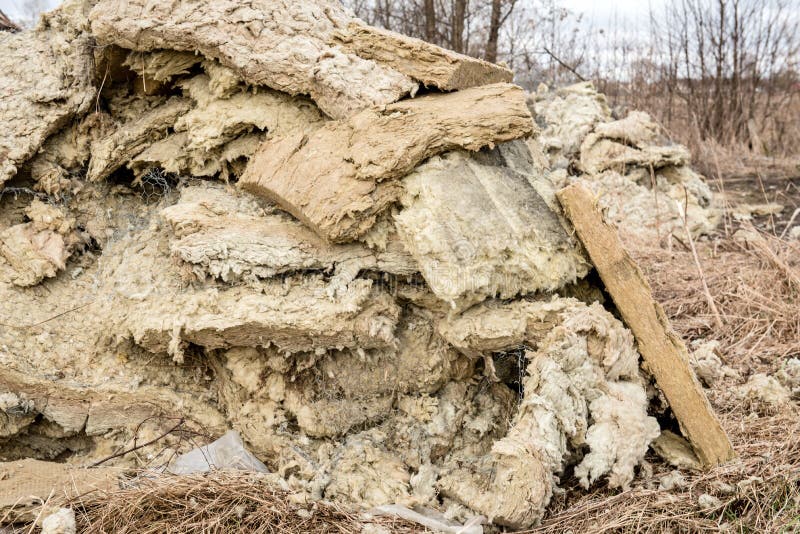 Garbage of mineral wool. stock image. Image of thermal - 176795301
