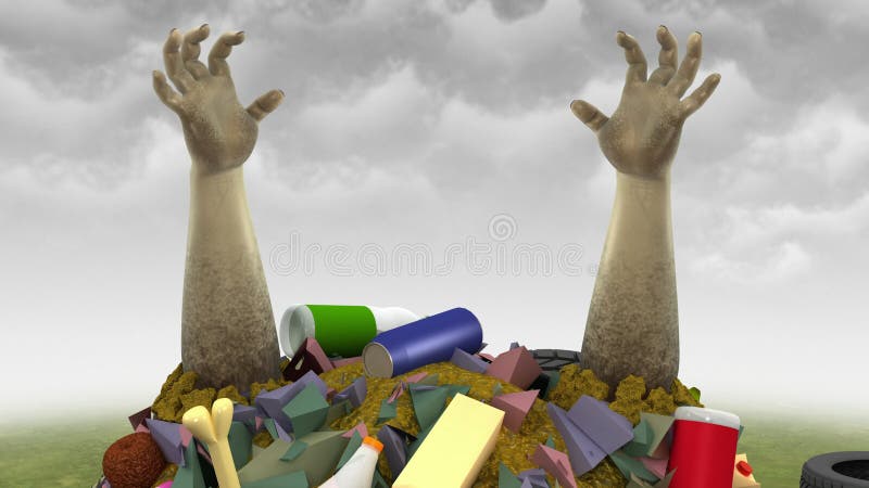 Garbage Monster, 3d Illustration Stock Illustration - Illustration of ...