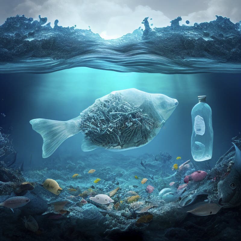 Garbage in the Ocean, Ecological Concept, Ai Generation Stock ...