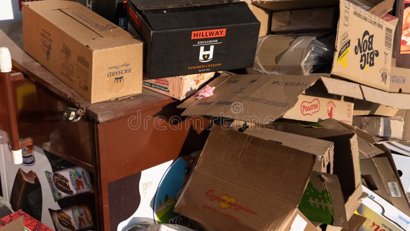 Garbage out of the boxes editorial photography. Image of ecology ...