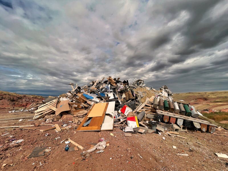 Garbage Pile at Dump with Dramatic Stormy Sky Stock Photo - Image of ...