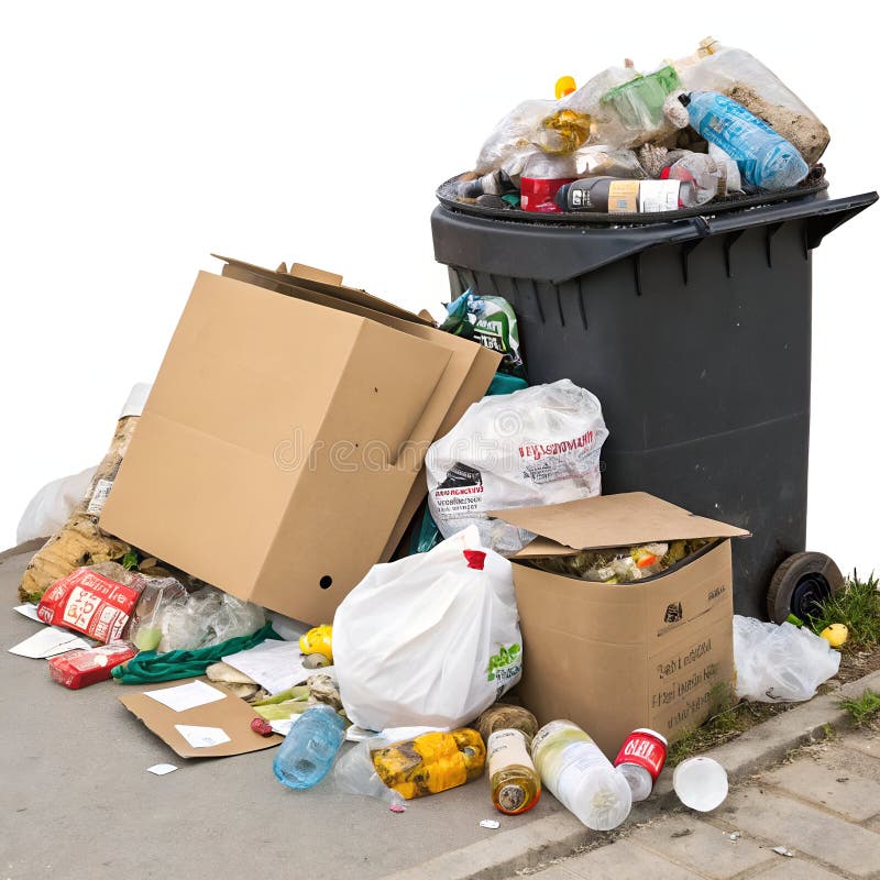 Garbage Pile Isolated on White Background, Waste and Pollution Stock ...