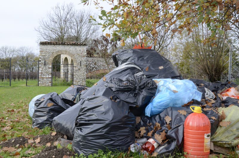 Dangerous Garbage in the Park Stock Image - Image of products, recycle ...