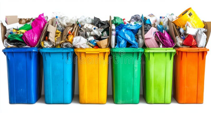 Garbage Piled High in the Trash Bins, Cut Out Stock Illustration ...