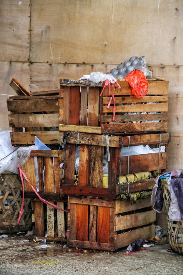 Garbage Piled Up Outside a Fruit Shop. Stock Photo - Image of fruit ...