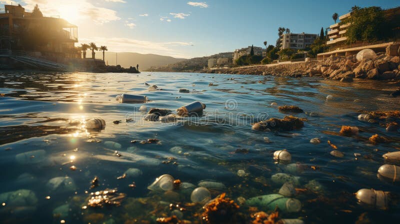 Garbage Plastic and Human Waste. Environmental Pollution. Generative AI ...