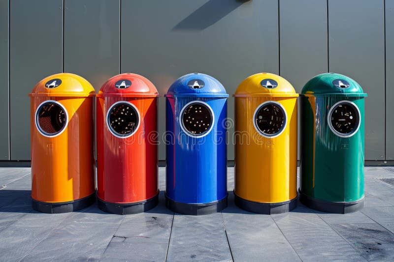 Garbage in Plastic Trash Containers, Waste Sorting and Recycling ...