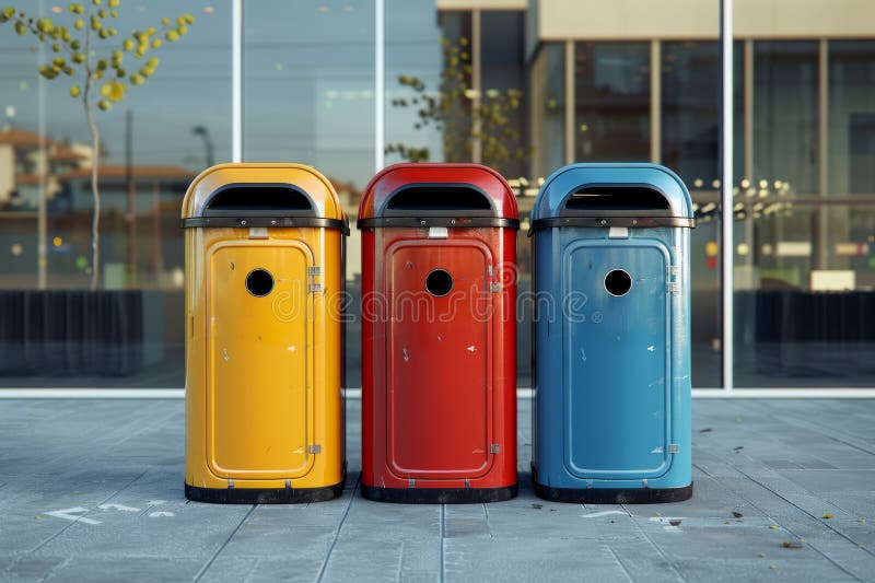 Garbage in Plastic Trash Containers, Waste Sorting and Recycling ...