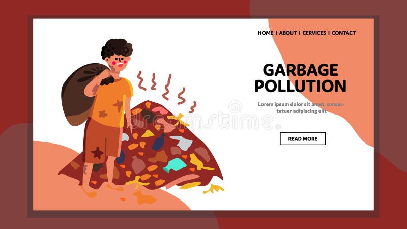 Garbage Pollution Global Ecological Problem Vector Illustration Stock ...
