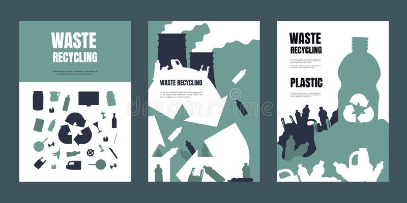 Separation Recycling Bins with Trash Stock Vector - Illustration of ...