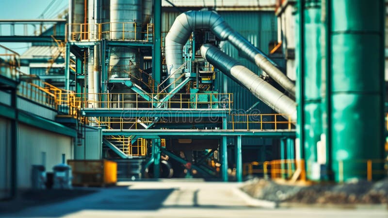 Industrial Waste Processing Factory with Numerous Pipes and Conveyors ...