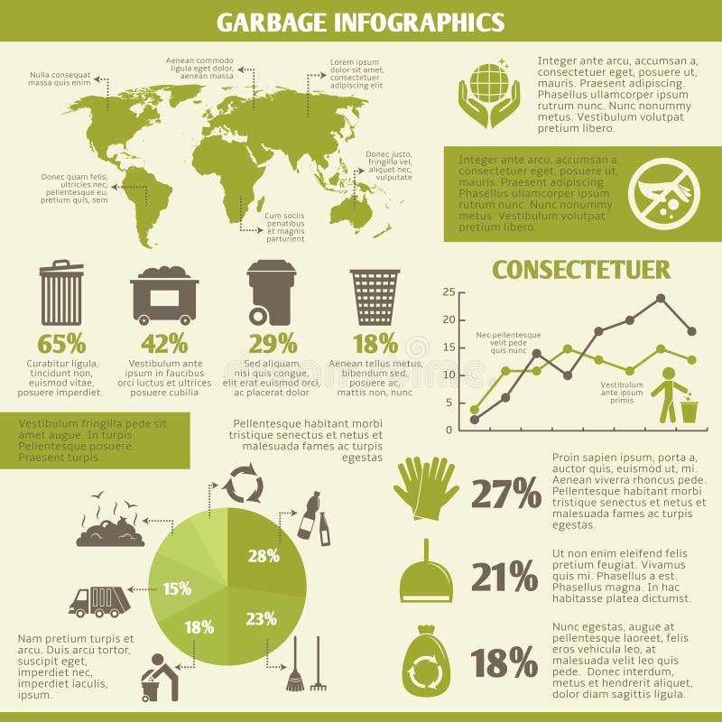 Garbage Recycling Infographic Set Stock Vector - Illustration of ...